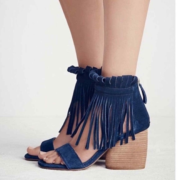 Matiko | Shoes | Free People Navy Blue Suede Matiko Morgan Block Heel ...